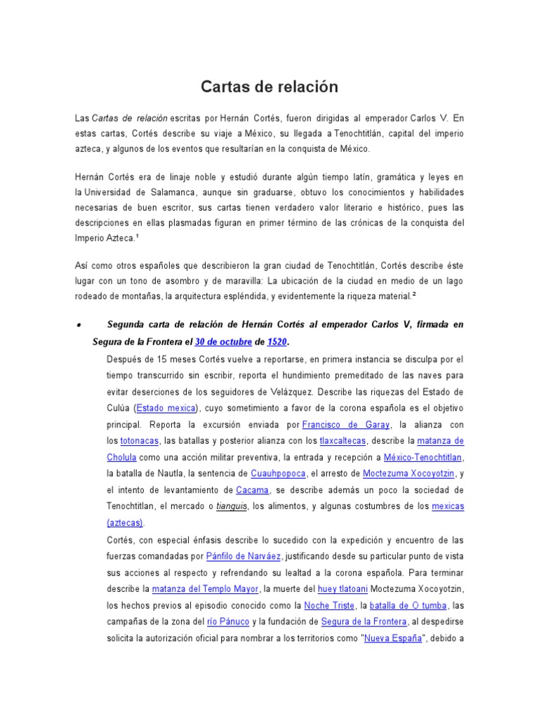 Cartas de Cortés Azteca | PDF | Hernán Cortés | Naturaleza