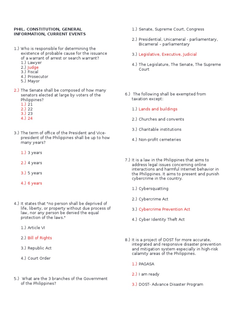 Phil. Constitution, General Information, Current Events | PDF | Supreme ...