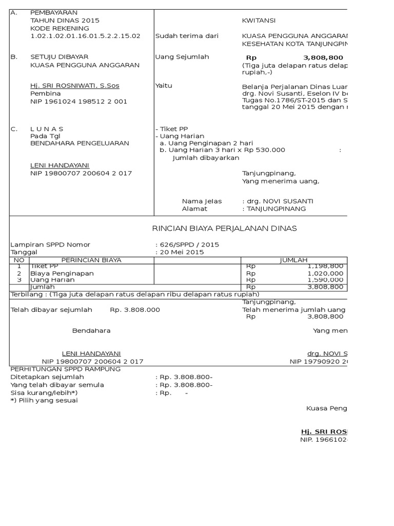 Kwitansi Dinas Luar Daerah | PDF