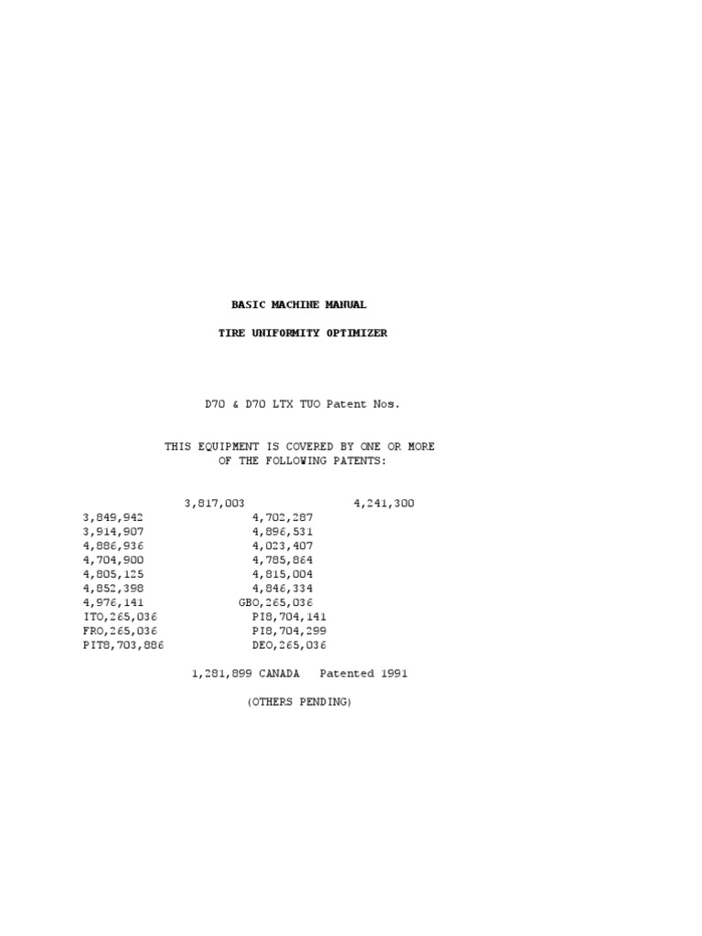 Tire Uniformity Optimizer Manual | PDF | Grinding (Abrasive Cutting) | Tire