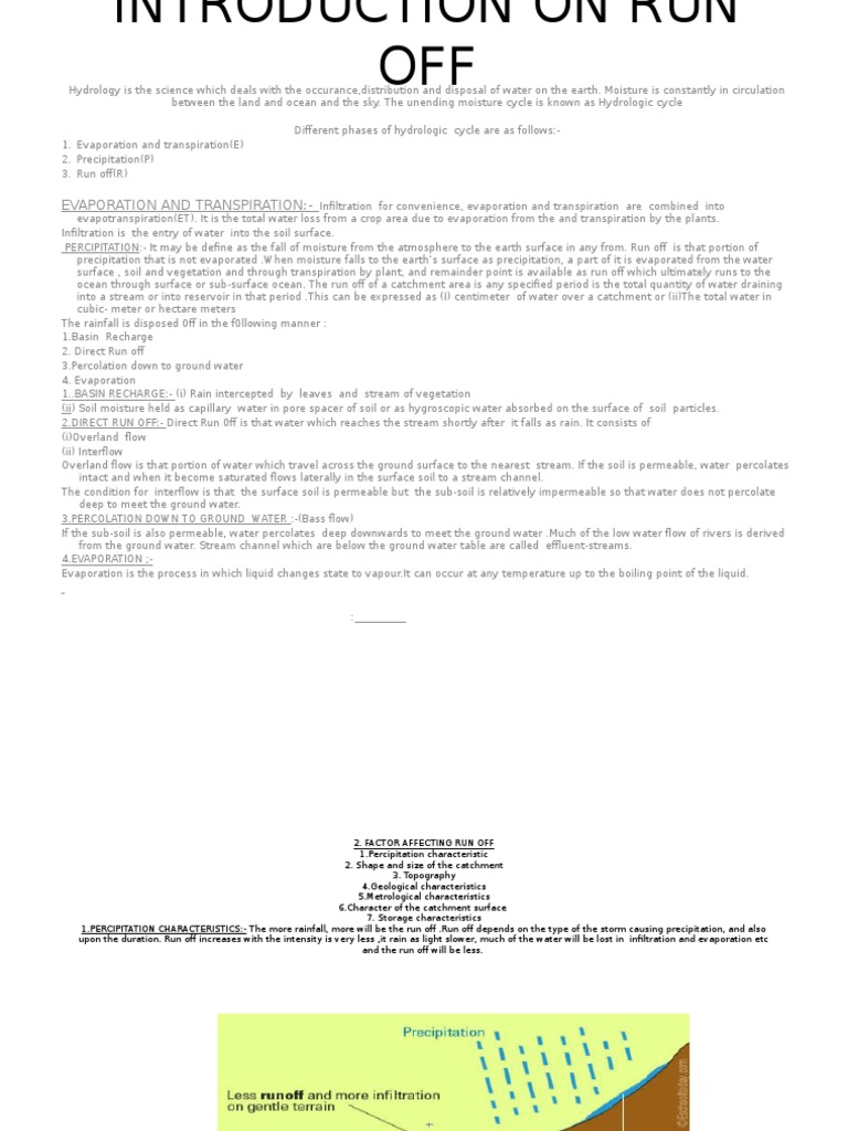Introduction On Run Off | PDF | Drainage Basin | Surface Runoff