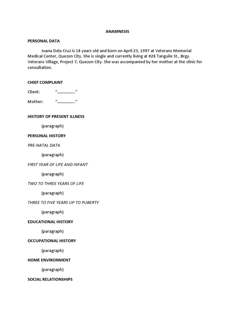 Anamnesis Format | PDF | History