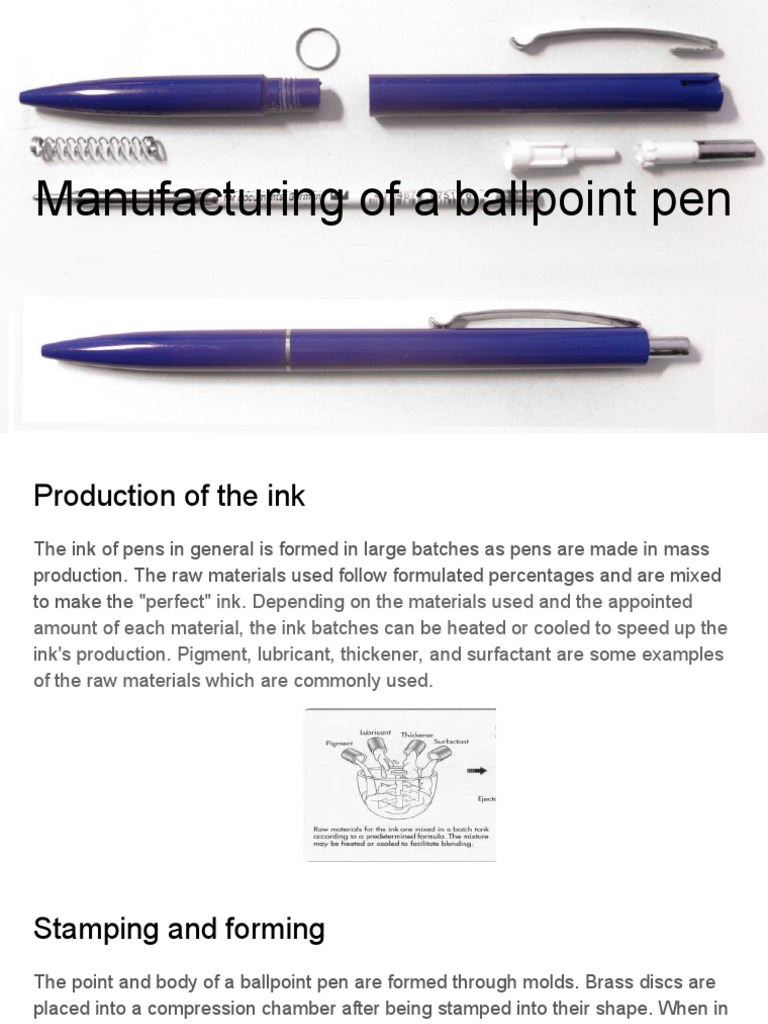 Manufacturing of A Ballpoint Pen | PDF