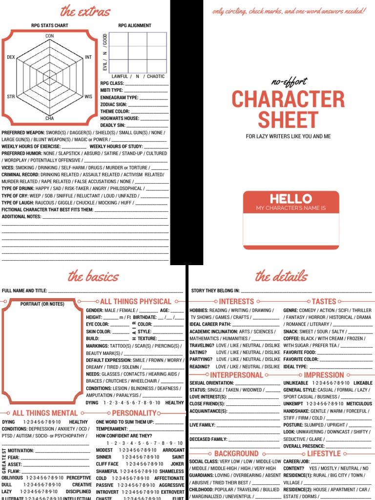 Character Sheet | PDF | Psychology