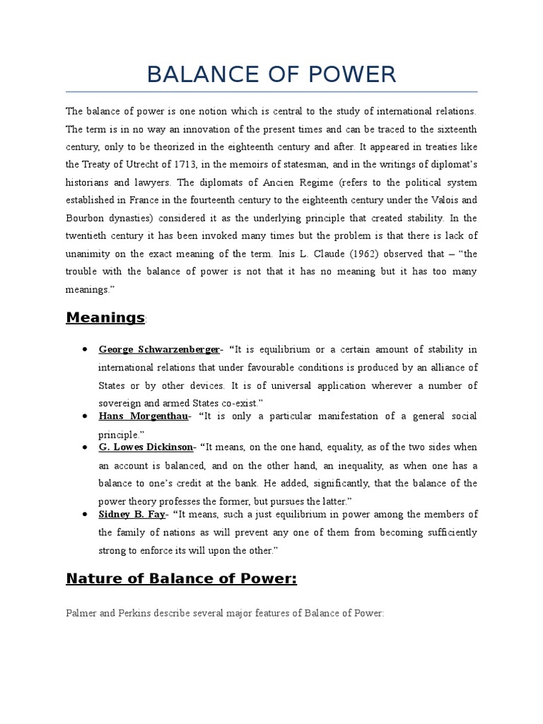 Balance of Power | PDF | Great Power | Economic Equilibrium