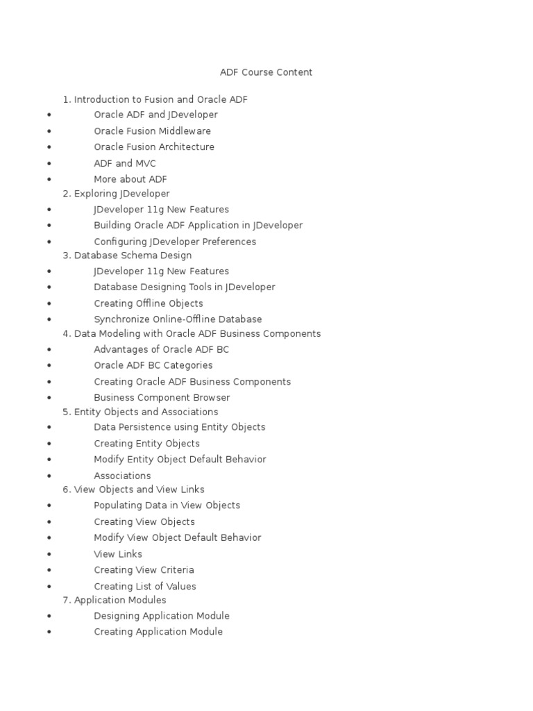 Oracle Adf Course Content Pdf Java Server Faces Oracle Corporation