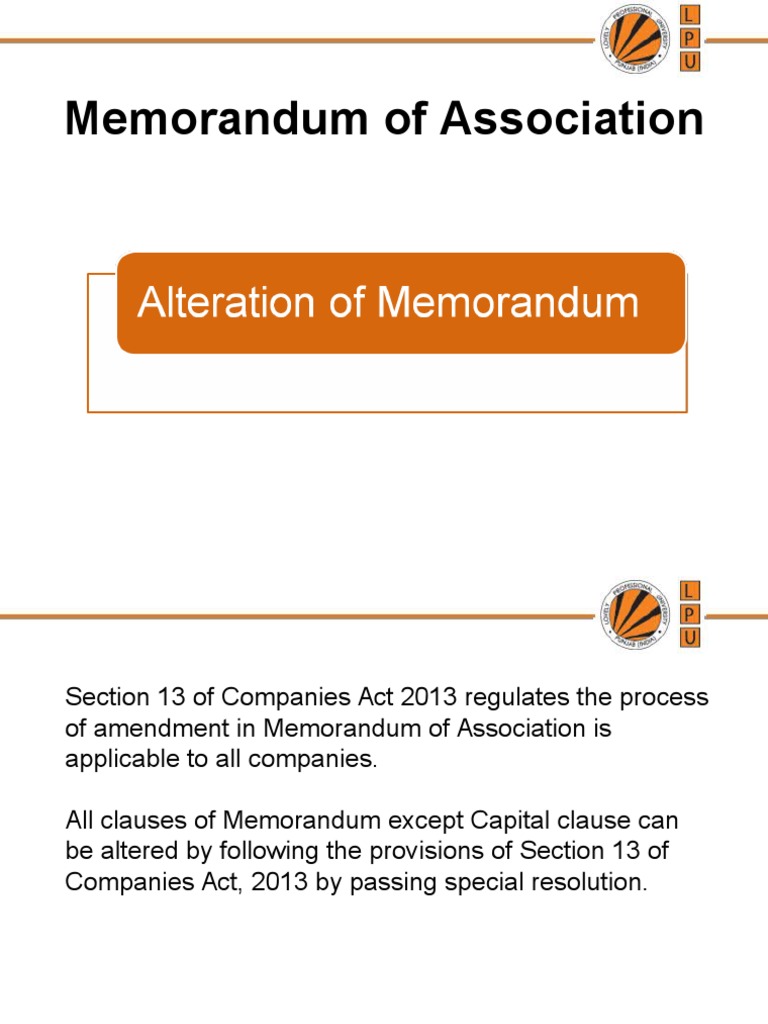 L 9 Alteration of MOA | PDF | Articles Of Association | Legal Concepts