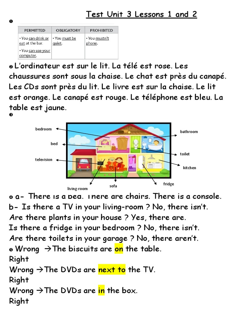 Unit 3 Lessons 1 and 2 Test Correction Élève | PDF | Wellness | Lifestyle