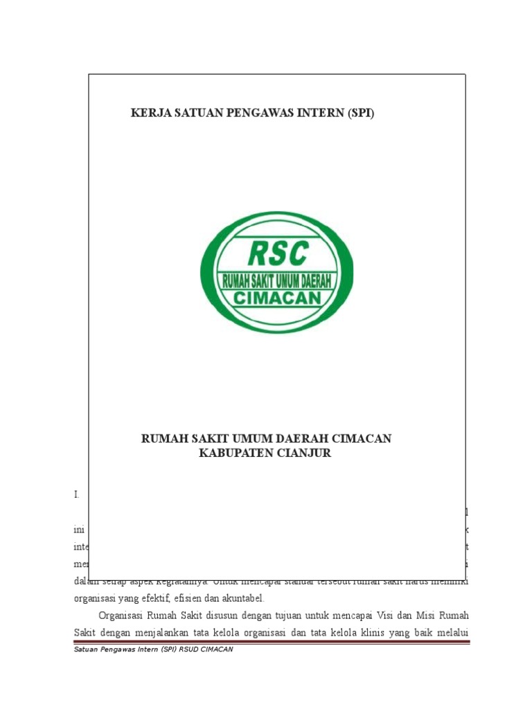 Program Kerja SPI RSC | PDF | Pengelolaan Keuangan & Uang
