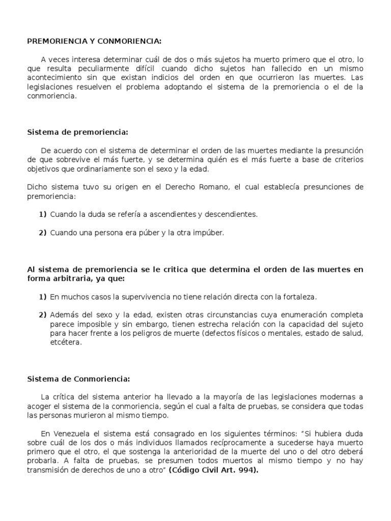 Ensayo de Premoriencia y Conmoriencia | PDF | Herencia | Virtud