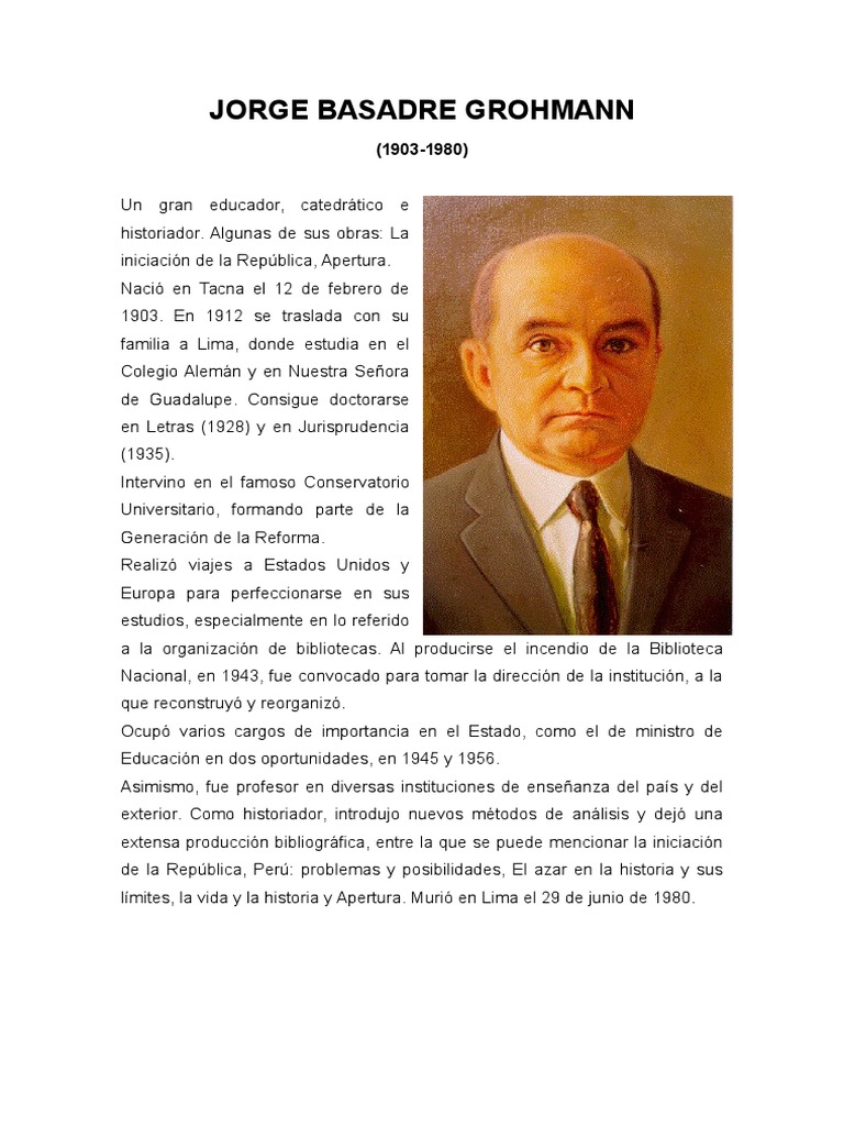 Jorge Basadre Grohmann | PDF | America latina | América del Sur