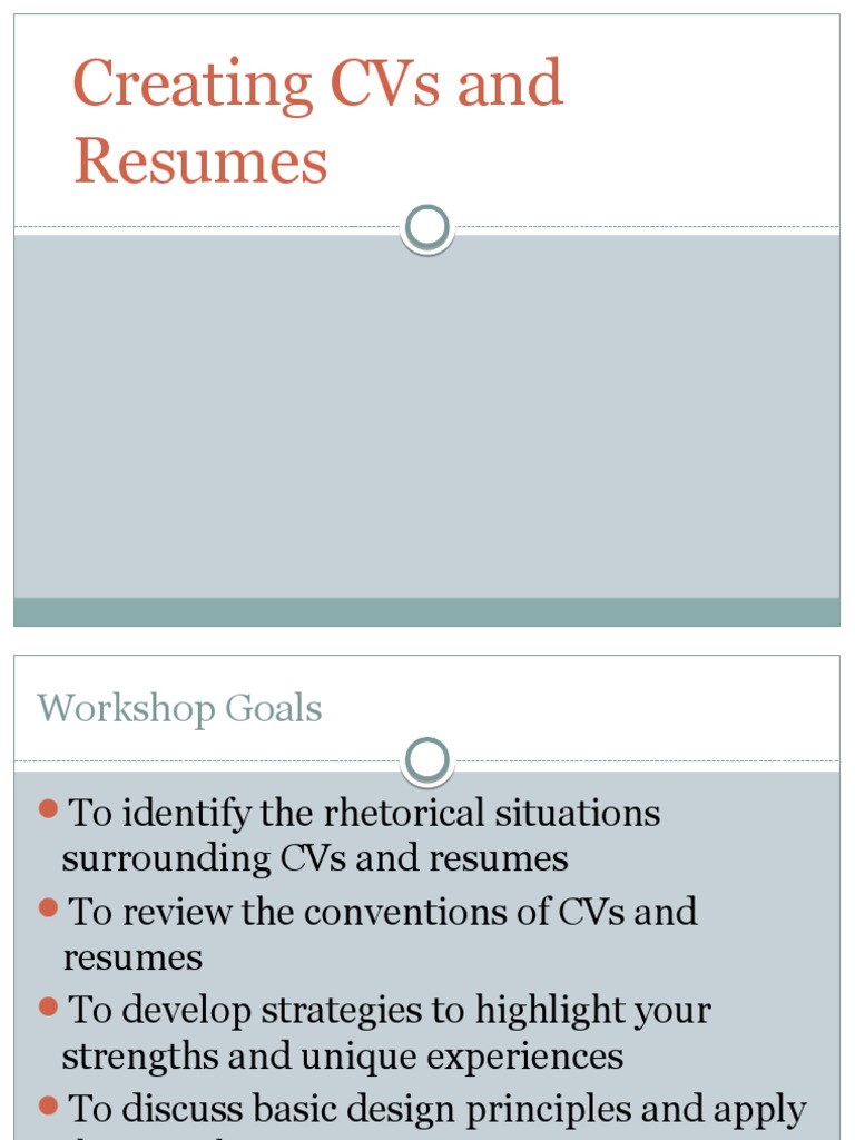 Creating Cvs and Resumes | Télécharger gratuitement PDF | Résumé | Cognition
