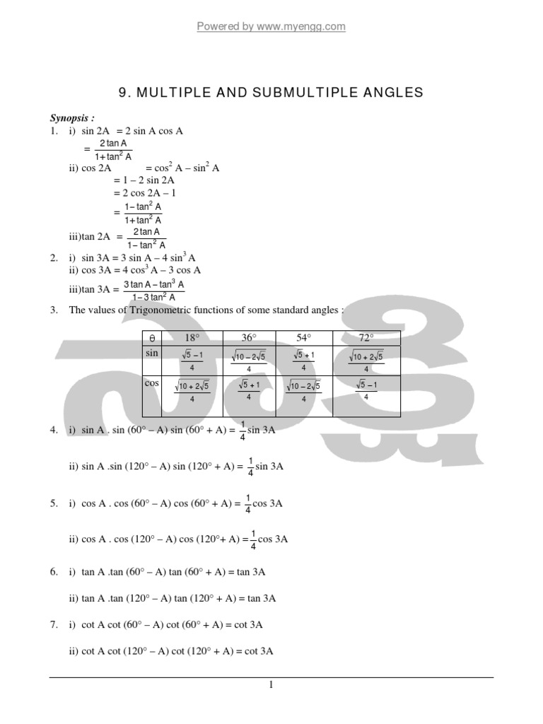 IA-09multiple and Sub Multiple Angles (45-47) | PDF | Trigonometric ...