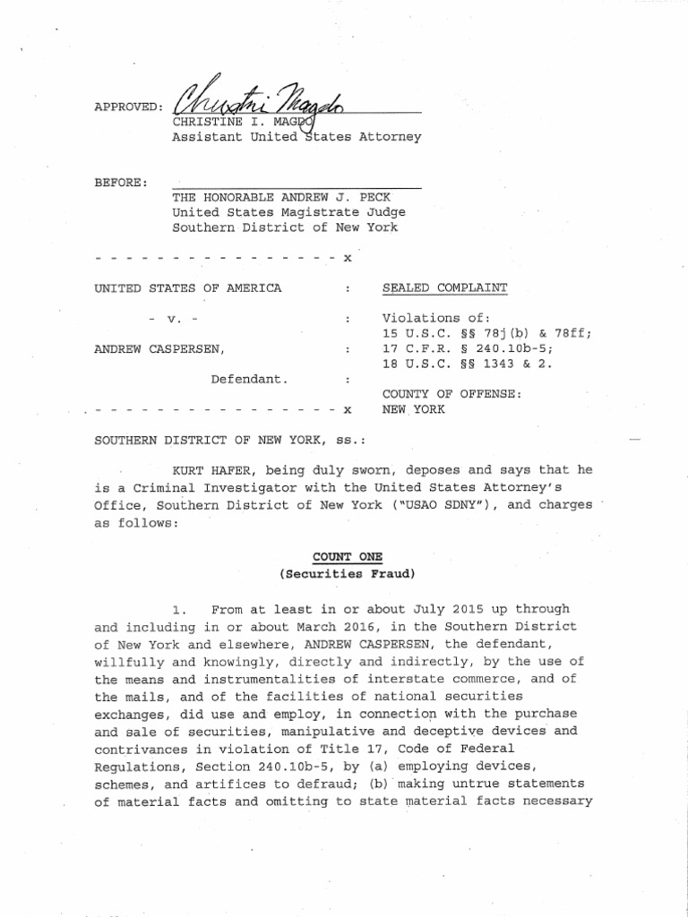 Caspersen Andrew Complaint | PDF