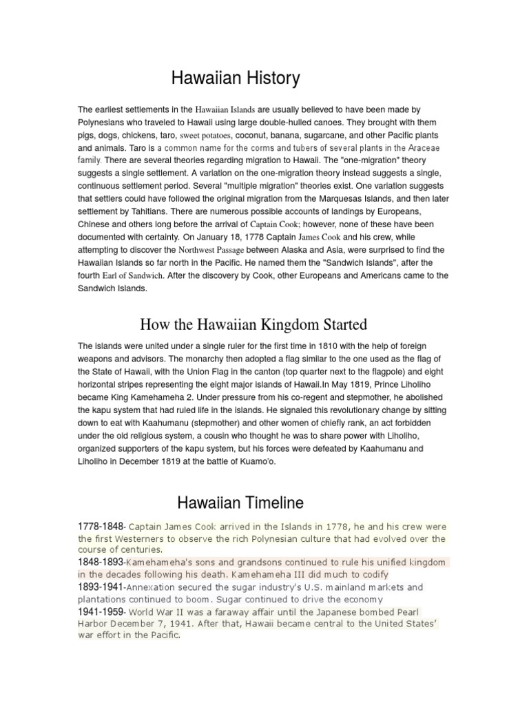 Hawaiian History: How The Hawaiian Kingdom Started | PDF