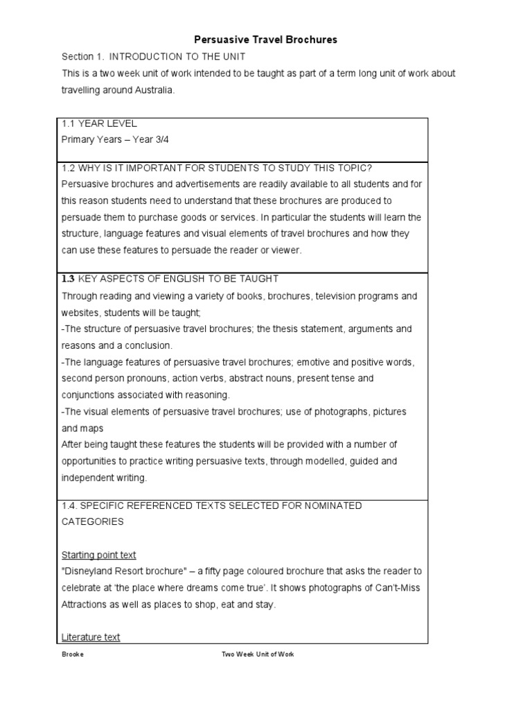 Year 3/4 - English - Exposition Writing (Travel Brochure) | PDF ...