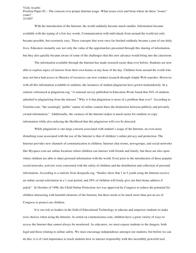 Position Paper - Proper Internet Usage | PDF | Business