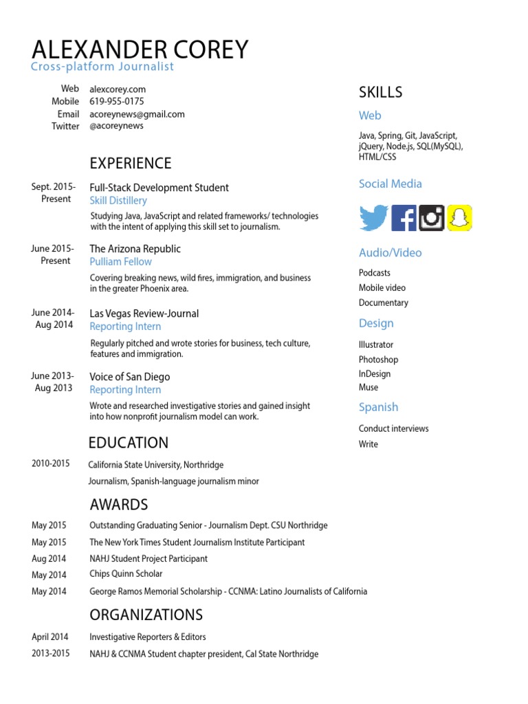 Alexander Corey: Journalist & Developer | PDF