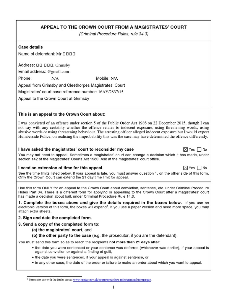 Appeal to Crown Court Redact | Criminal Procedure In South Africa | Witness