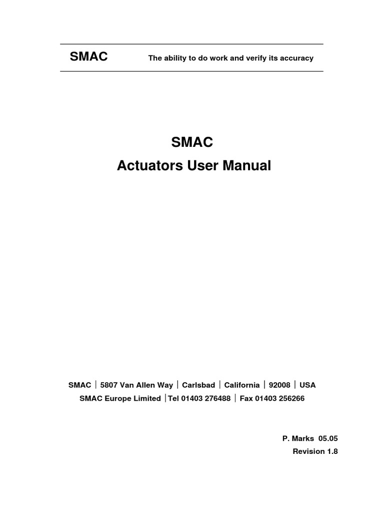 SMAC Actuators User Manual 05-05 | PDF | Amplifier | Subroutine
