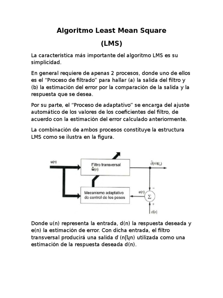 Algoritmo LMS: Simplicidad y Limitaciones | PDF