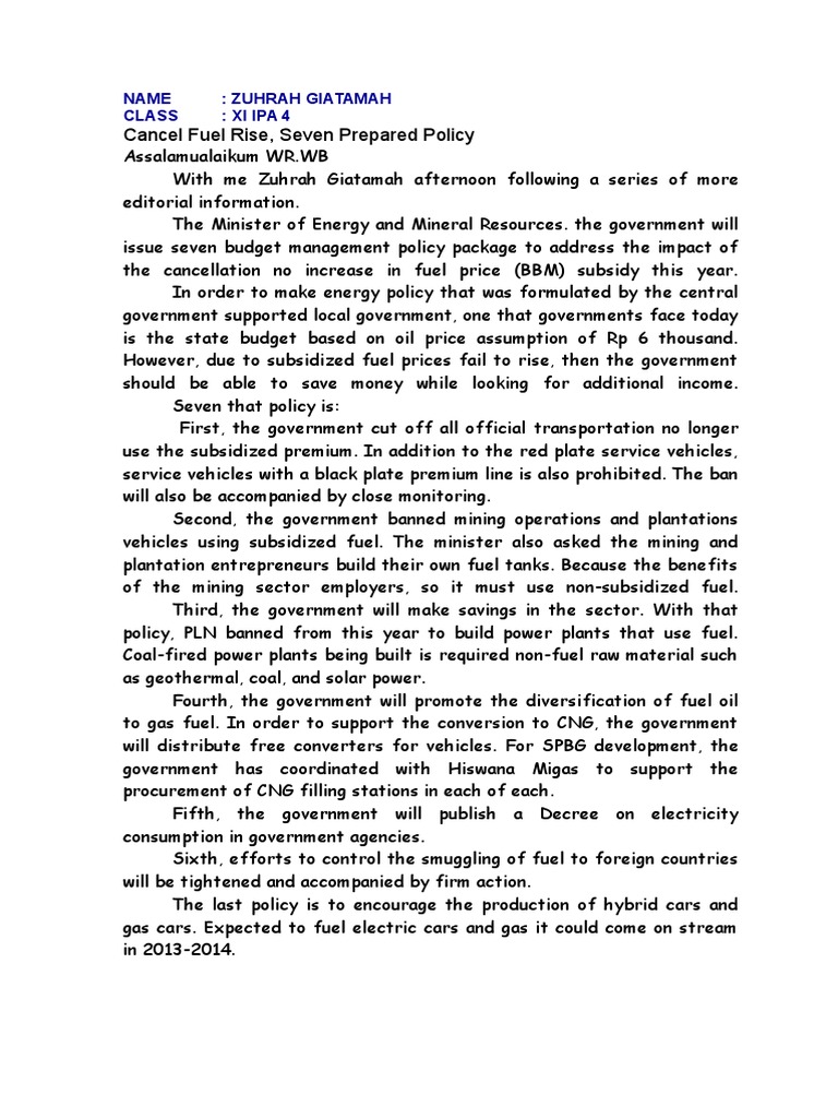 Seven Fuel Policy | PDF | Gasoline And Diesel Usage And Pricing | Fuels