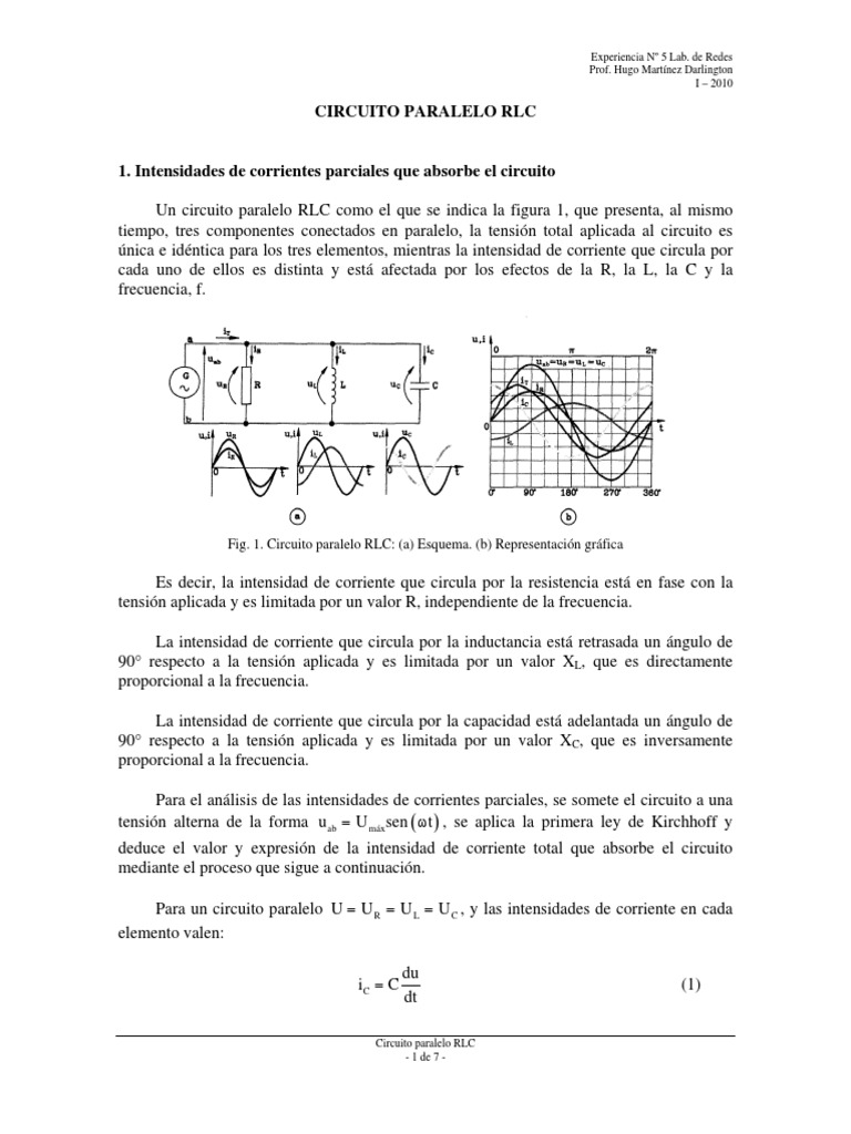 Circuito Paralelo RLC | PDF | Energia electrica | Impedancia eléctrica