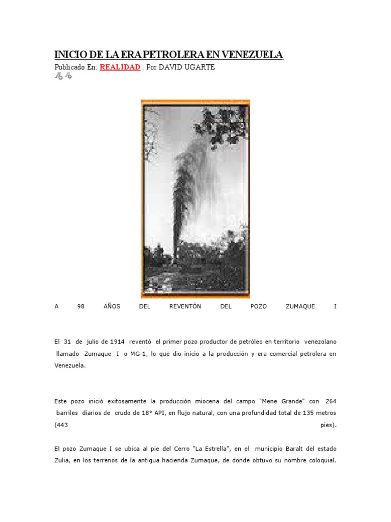 El inicio de la era petrolera en Venezuela: La historia del pozo ...