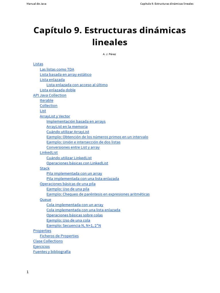 Estructuras Dinamicas Lineales en Java | PDF | Estructura de datos de ...