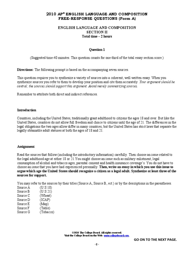 AP Language Arts And Composition Synthesis Essay Prompt