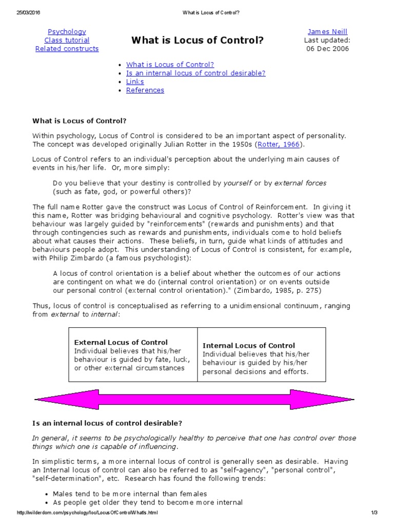 What Is Locus of Control - PSYCHOLOGY | PDF | Social Psychology ...