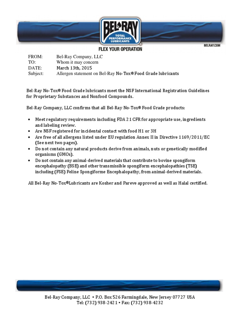 Allergen Statement | Download Free PDF | Food And Drink | Foods