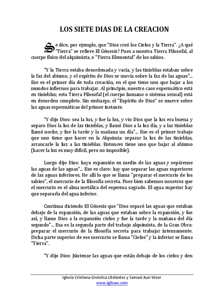 Los Siete Dias de La Creacion | PDF | Mitos de la creación | Alquimia