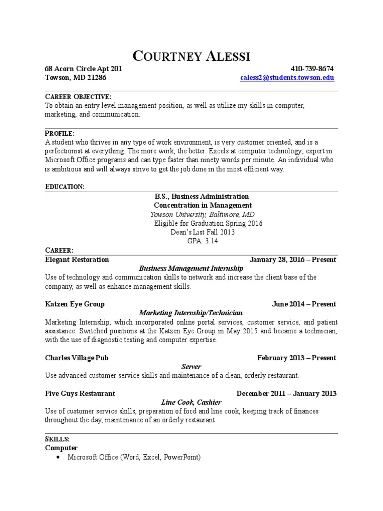 Entry-Level Management Resume | PDF | Career & Growth