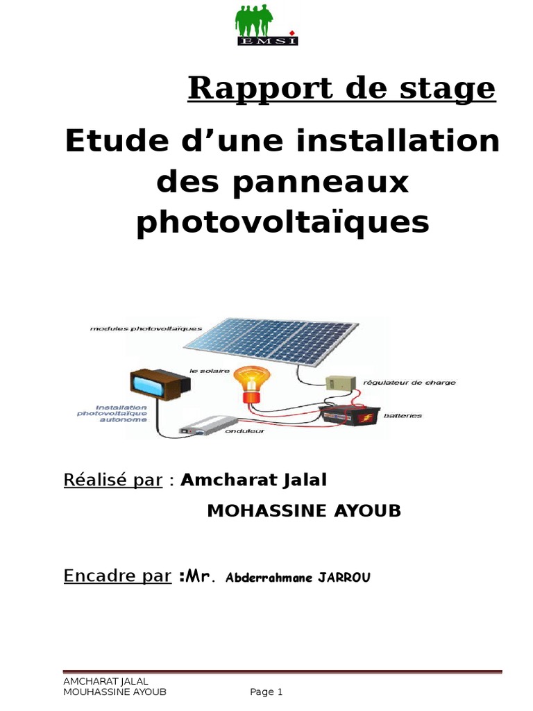 Rapport de stage sur l'installation photovoltaïque | PDF | Pile ...