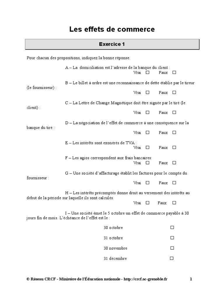 Effets Commerce | PDF | Effet de commerce | Facture