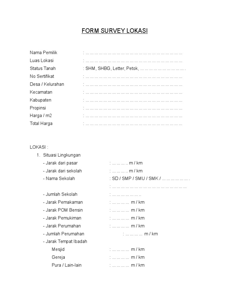 Formulir Survei Lokasi Tanah | PDF