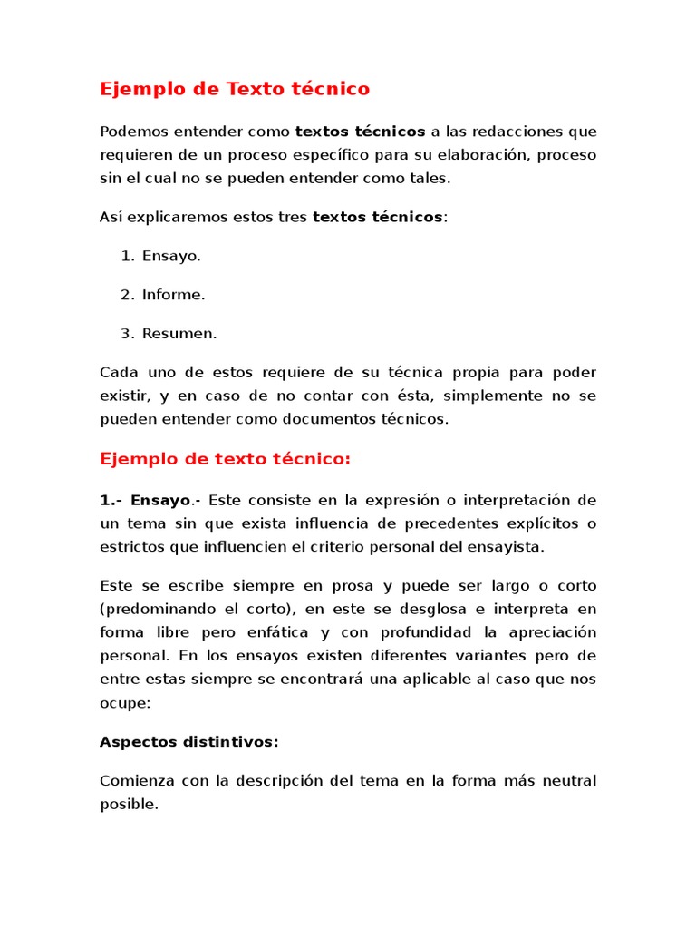 Ejemplo de Texto Técnico | PDF | Ensayos | Información