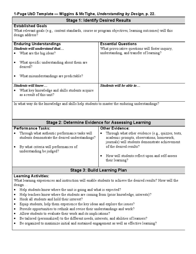 Understanding by Design Template | PDF