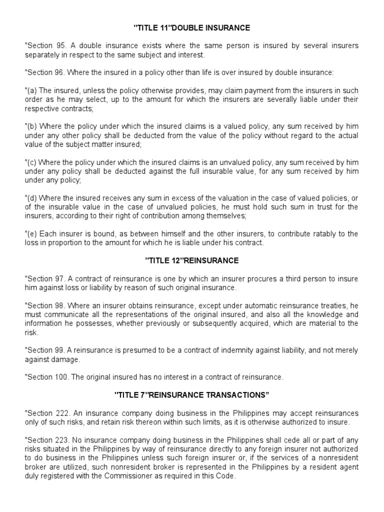 Double Insurance | PDF