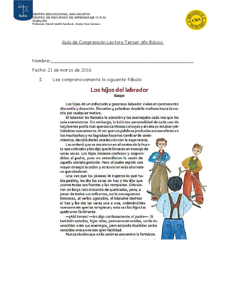 Guía De Comprensión Lectora Tercer Año Básico Pdf