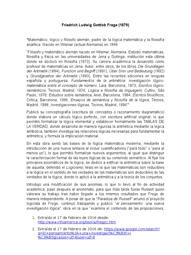 Friedrich Ludwig Gottlob Frege - APORTE INDIVIDUAL | PDF | Gottlob ...