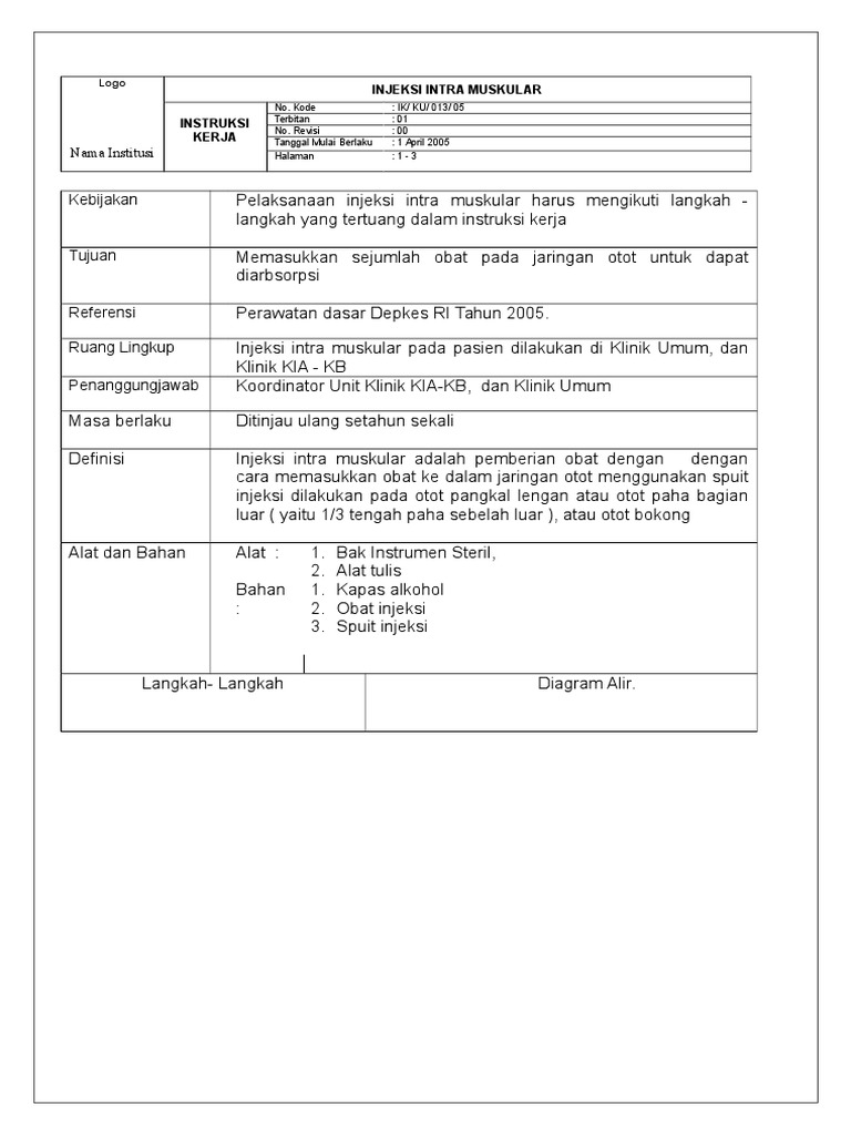 Contoh - Instruksi Kerja Injeksi | PDF