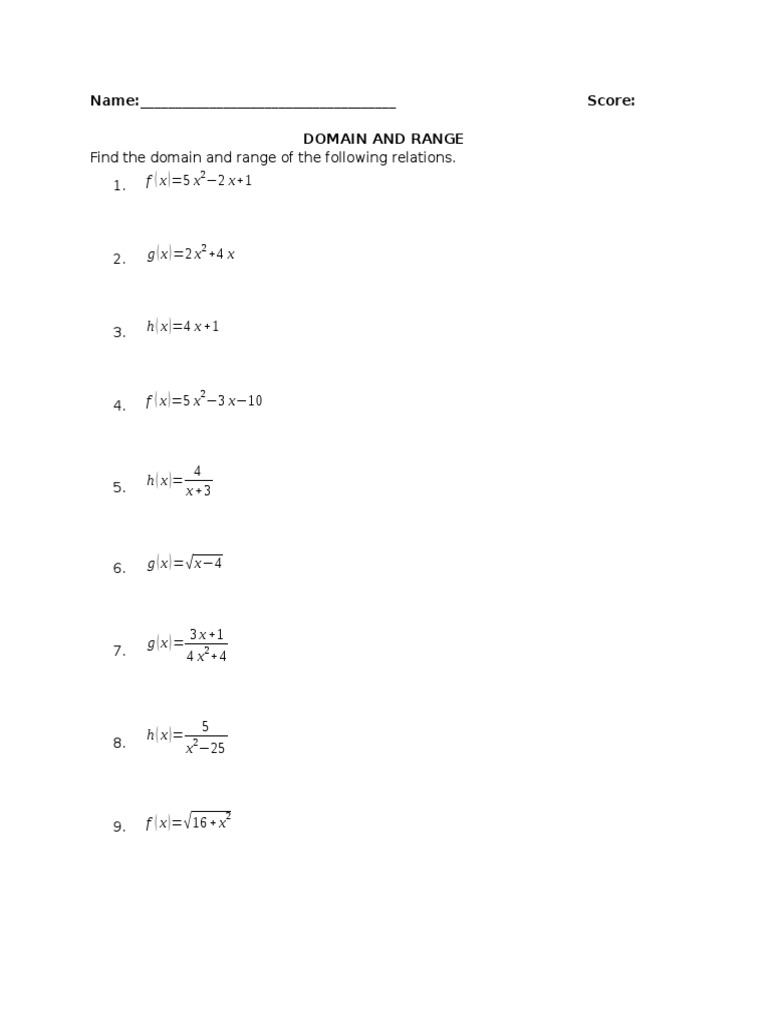 Domain and Range of Functions | PDF | Science & Mathematics | Computers