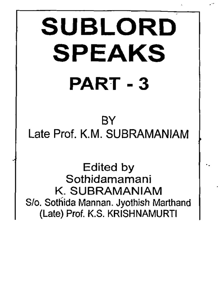 Sub Lord Predictions in Astrology | PDF | Religion & Spirituality