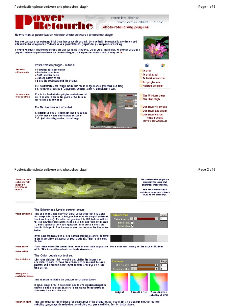 Posterization Plugin Tutorial | PDF | Adobe Photoshop | Light