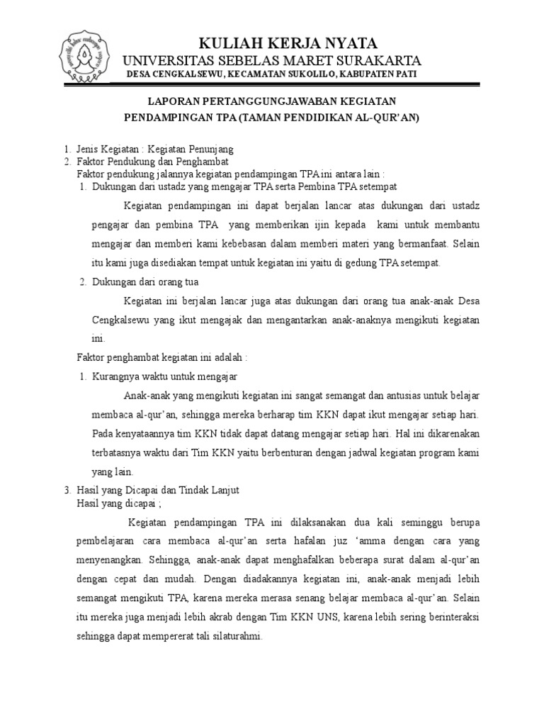 LPJ Tpa | PDF | Kesehatan Holistik