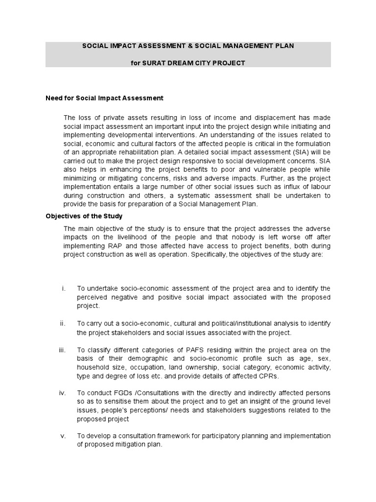 Surat Dream City Social Impact Plan | PDF | Survey Methodology ...