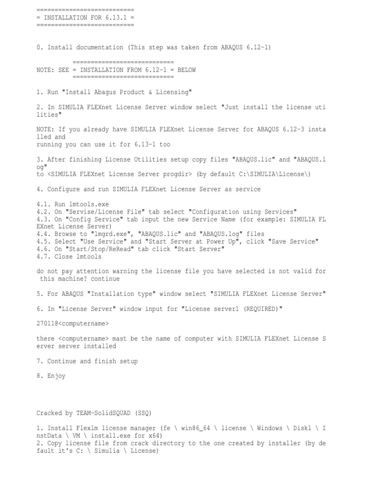 Install Abaqus 6.13.1 | PDF | Computer File | Microsoft Windows