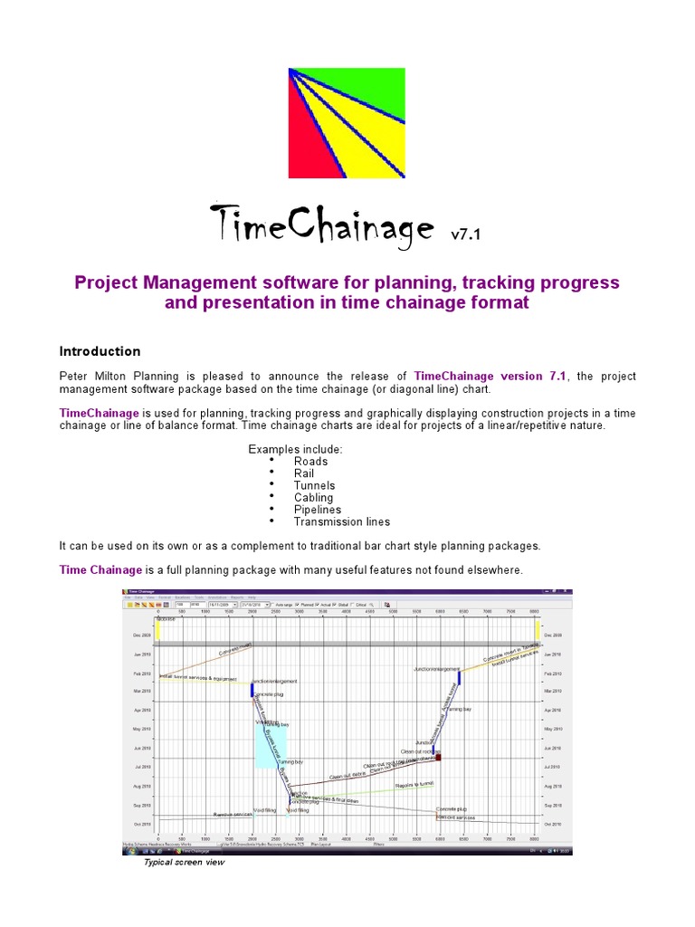 TimeChainage v7.1: Project Management Tool | PDF | Chart | Microsoft Excel